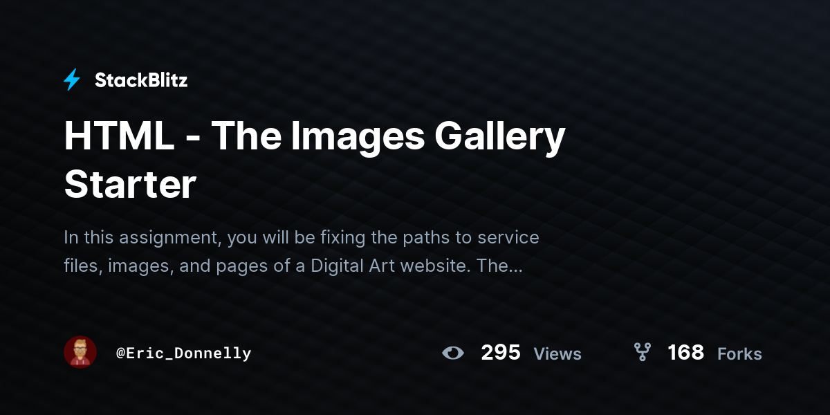 HTML - The Images Gallery Starter - StackBlitz