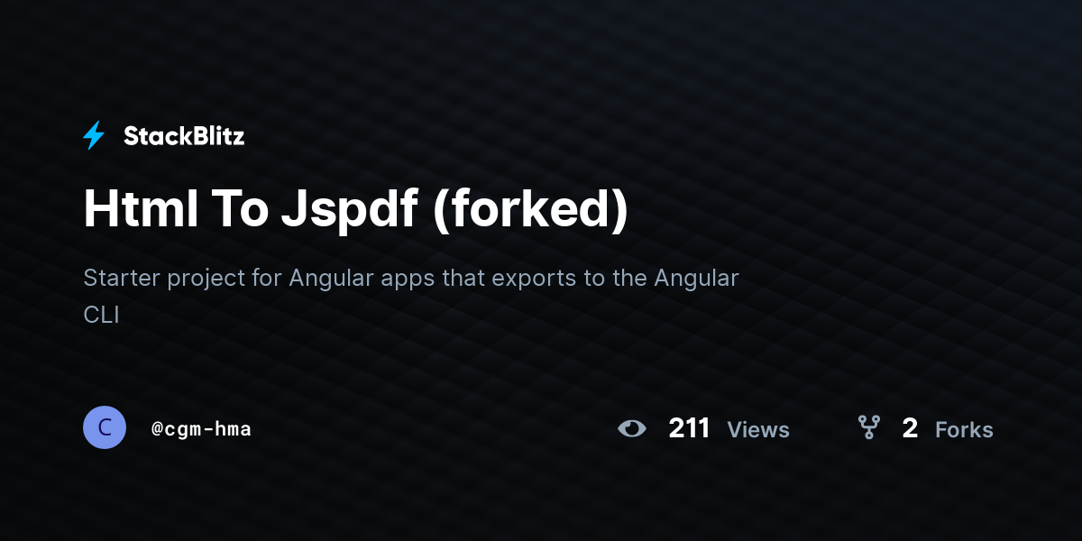 Html To Jspdf (forked) - StackBlitz