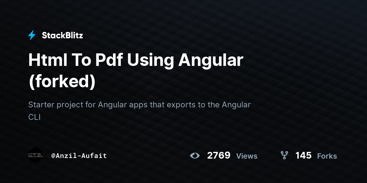 Html To Pdf Using Angular (forked) - StackBlitz
