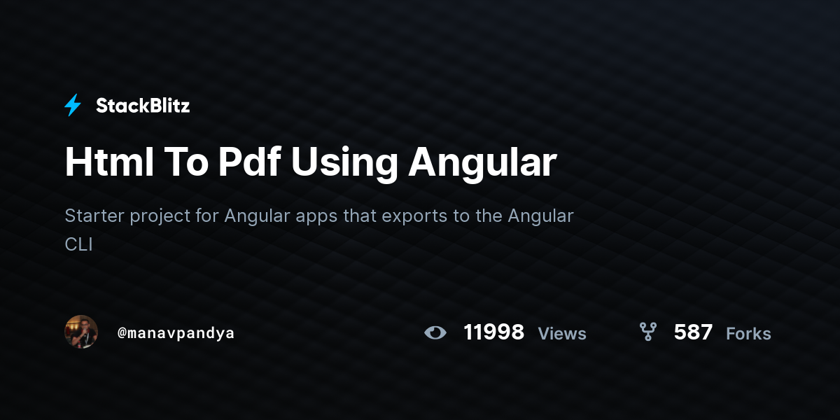 Html To Pdf Using Angular Stackblitz
