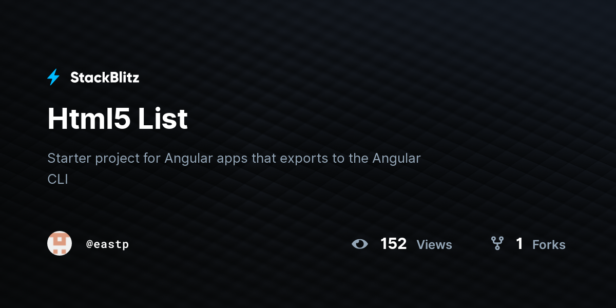 Html5 List - StackBlitz
