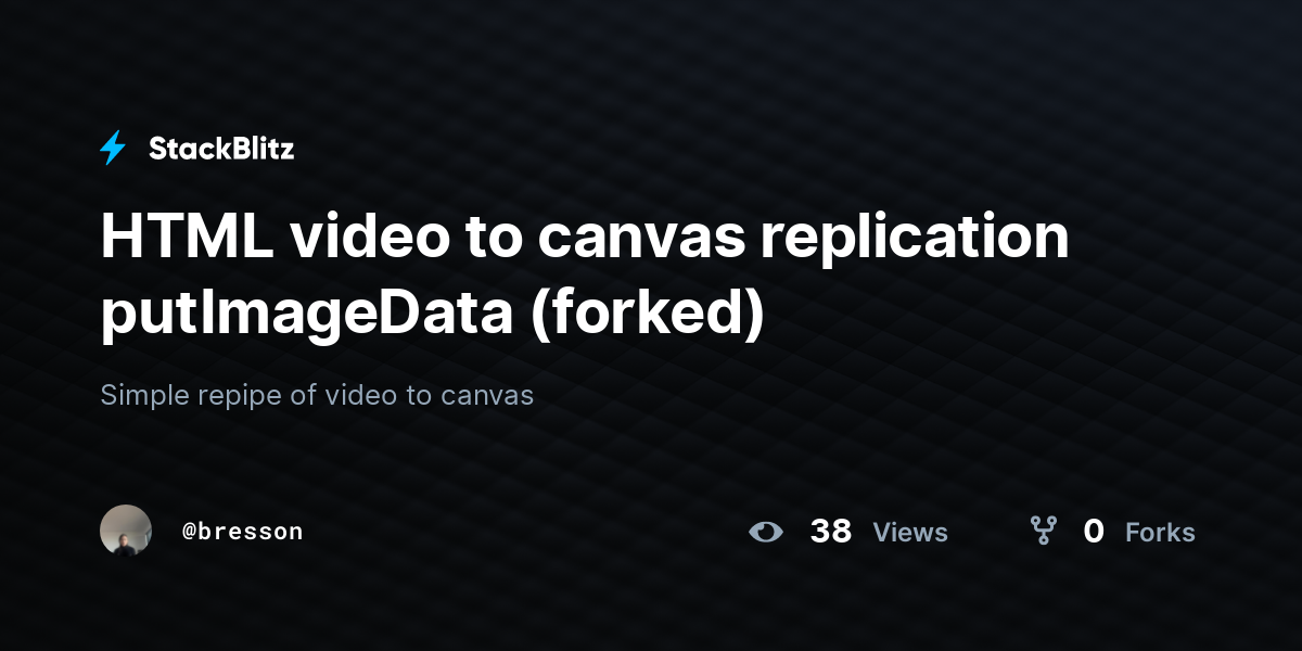 HTML video to canvas replication putImageData (forked) - StackBlitz