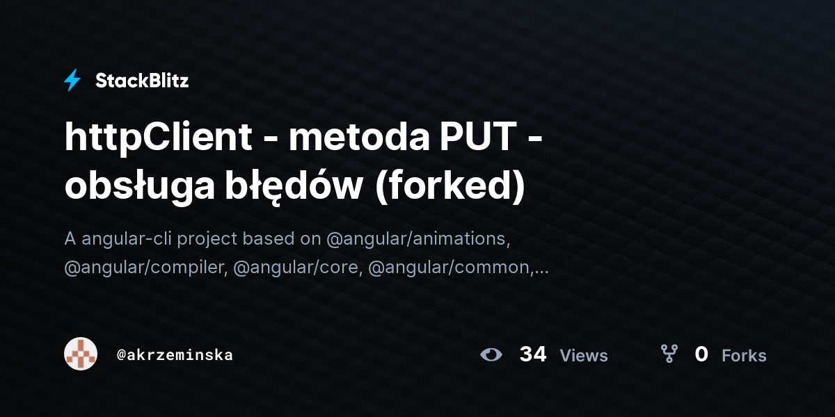 Httpclient Metoda Put Obsługa Błędów Forked Stackblitz