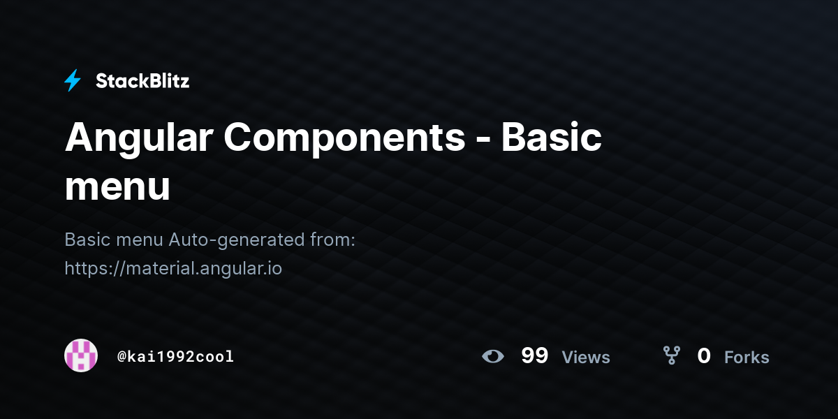 Angular Components - Basic menu - StackBlitz