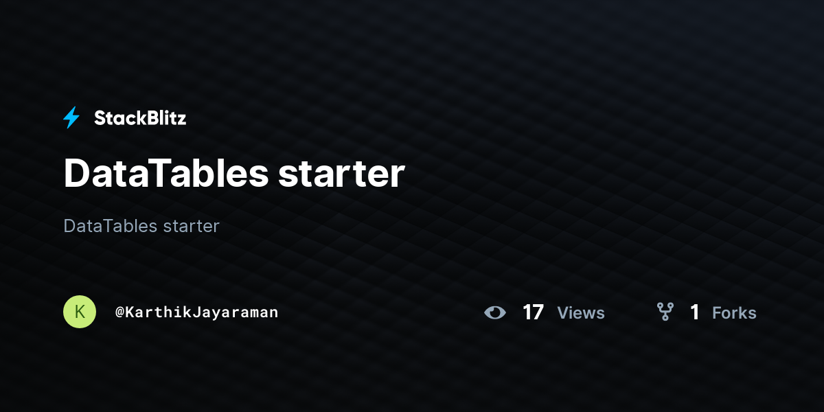 DataTables starter - StackBlitz