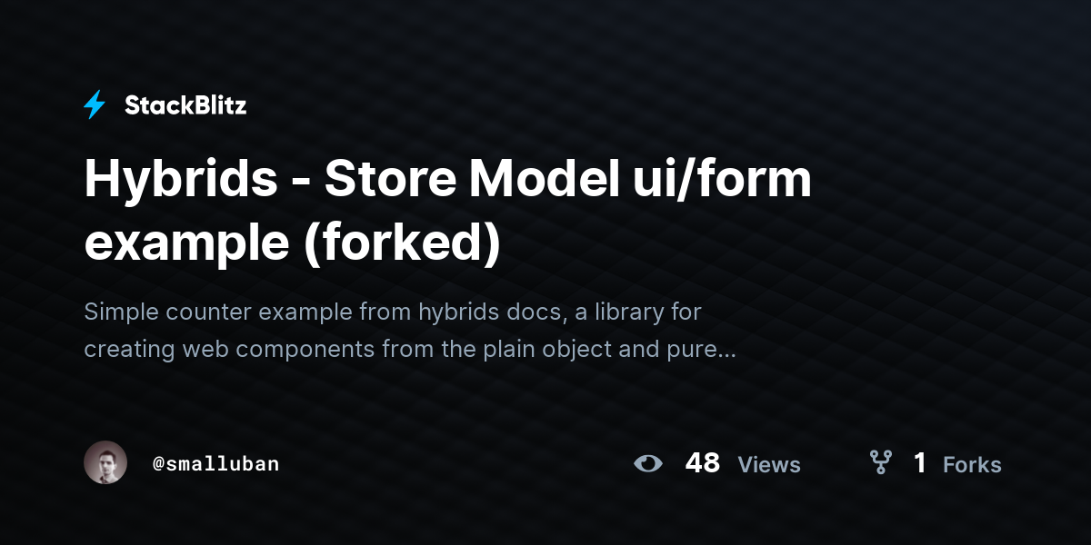 Hybrids - Store Model ui/form example (forked) - StackBlitz