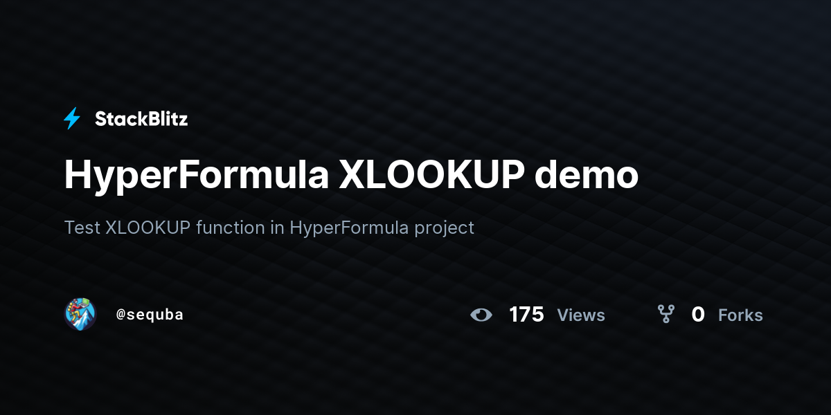 HyperFormula XLOOKUP demo - StackBlitz