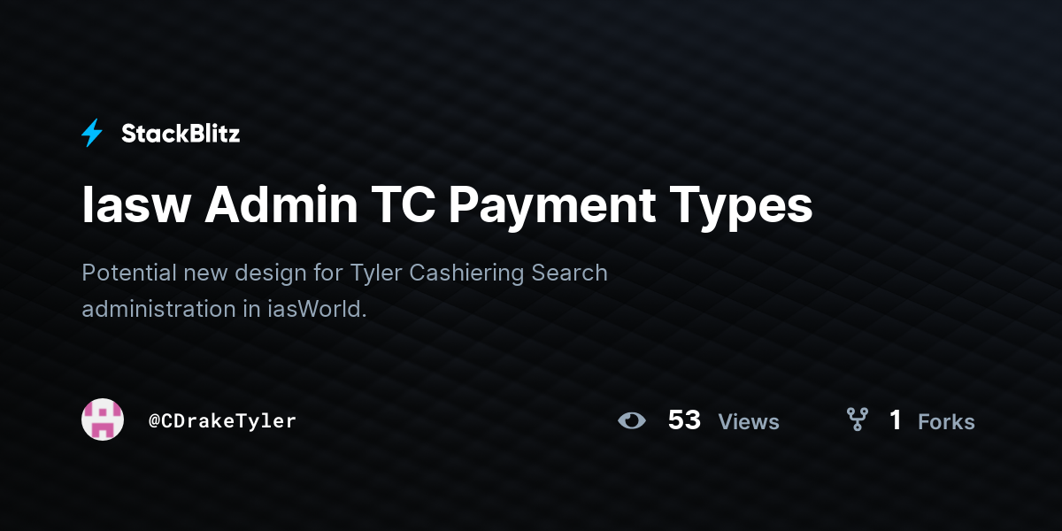 Iasw Admin TC Payment Types - StackBlitz
