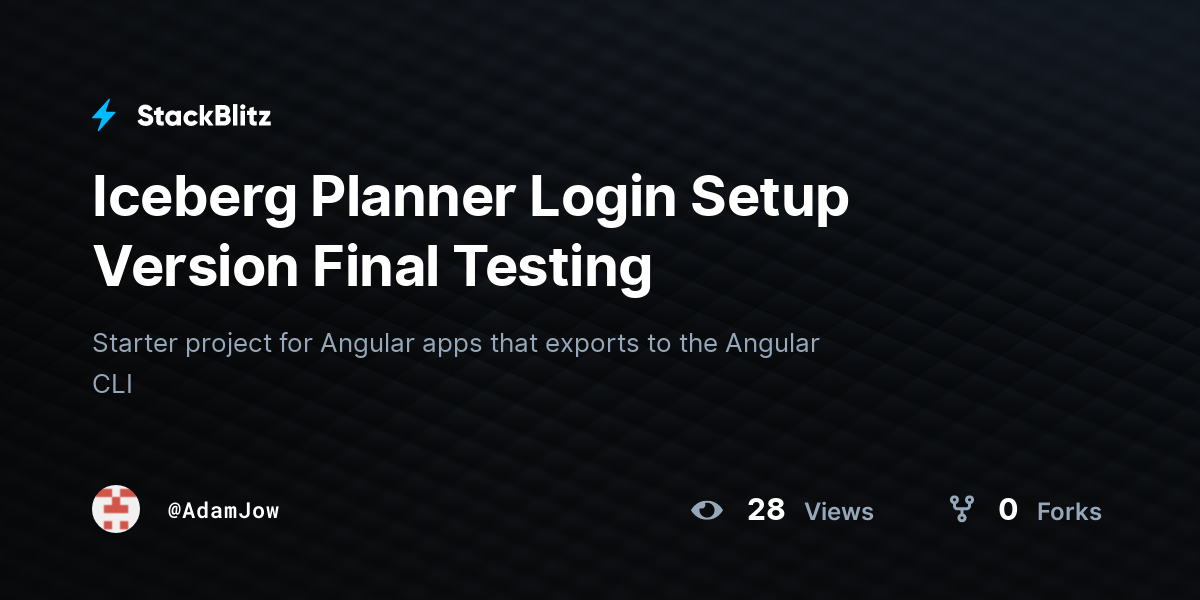 Iceberg Planner Login Setup Version Final Testing - StackBlitz