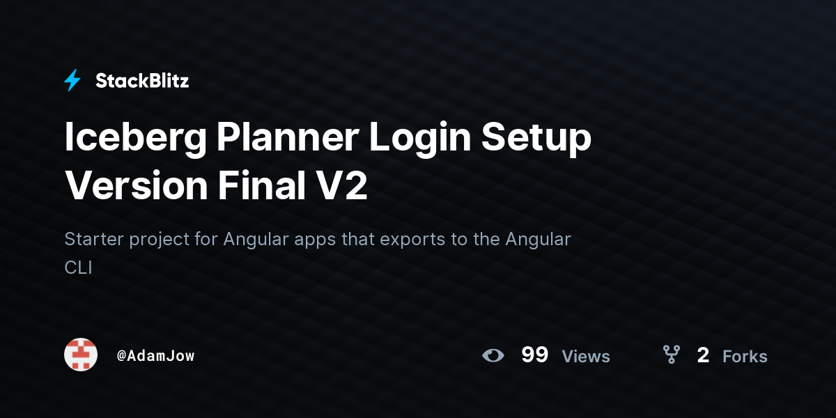 Iceberg Planner Login Setup Version Final V2 - StackBlitz
