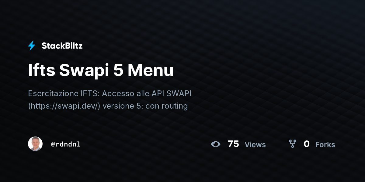 Ifts Swapi 5 Menu - StackBlitz