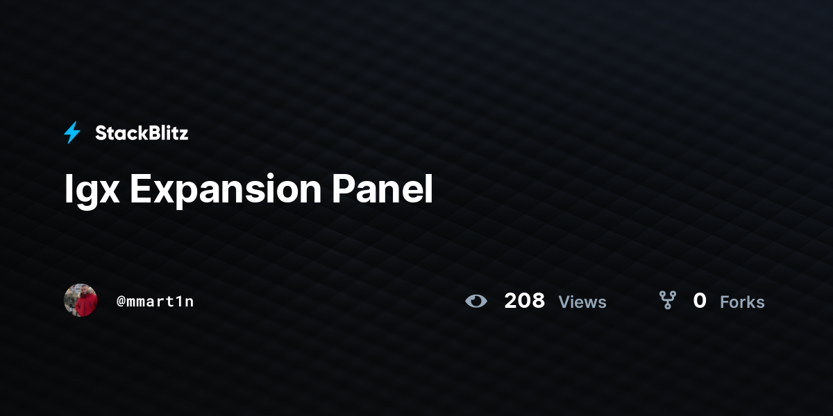 Igx Expansion Panel Stackblitz