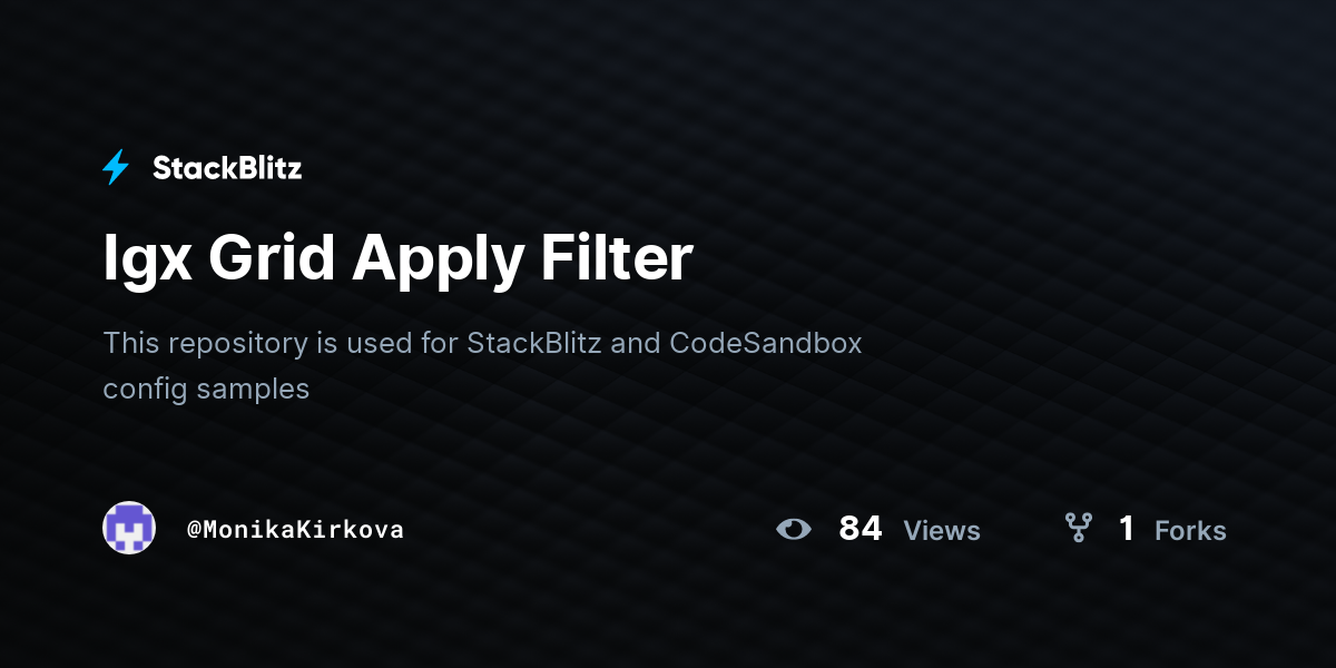 Igx Grid Apply Filter - StackBlitz Igx Grid Apply Filter - StackBlitz