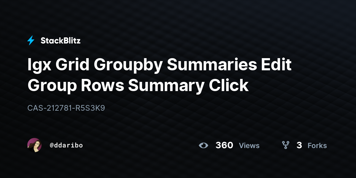 Igx Grid Groupby Summaries Edit Group Rows Summary Click - StackBlitz