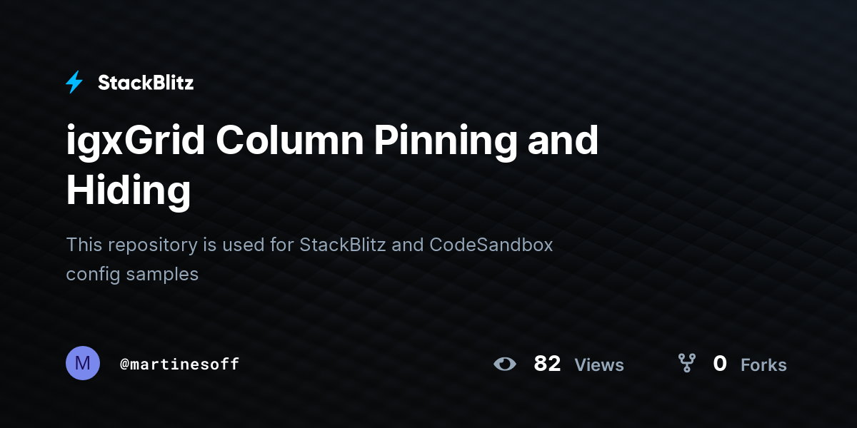 igxGrid Column Pinning and Hiding - StackBlitz