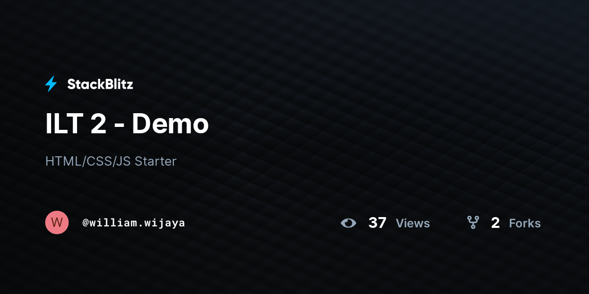 ILT 2 - Demo - StackBlitz