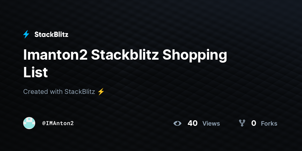 Imanton2 Stackblitz Shopping List - StackBlitz