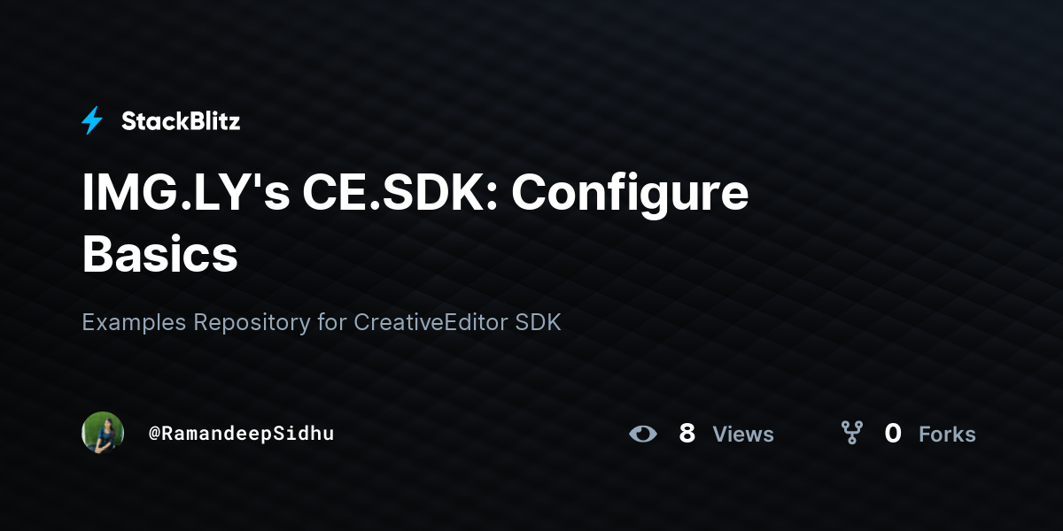 IMG.LY's CE.SDK: Configure Basics - StackBlitz