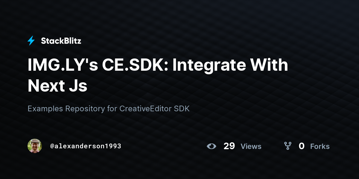 IMG.LY's CE.SDK: Integrate With Next Js - StackBlitz