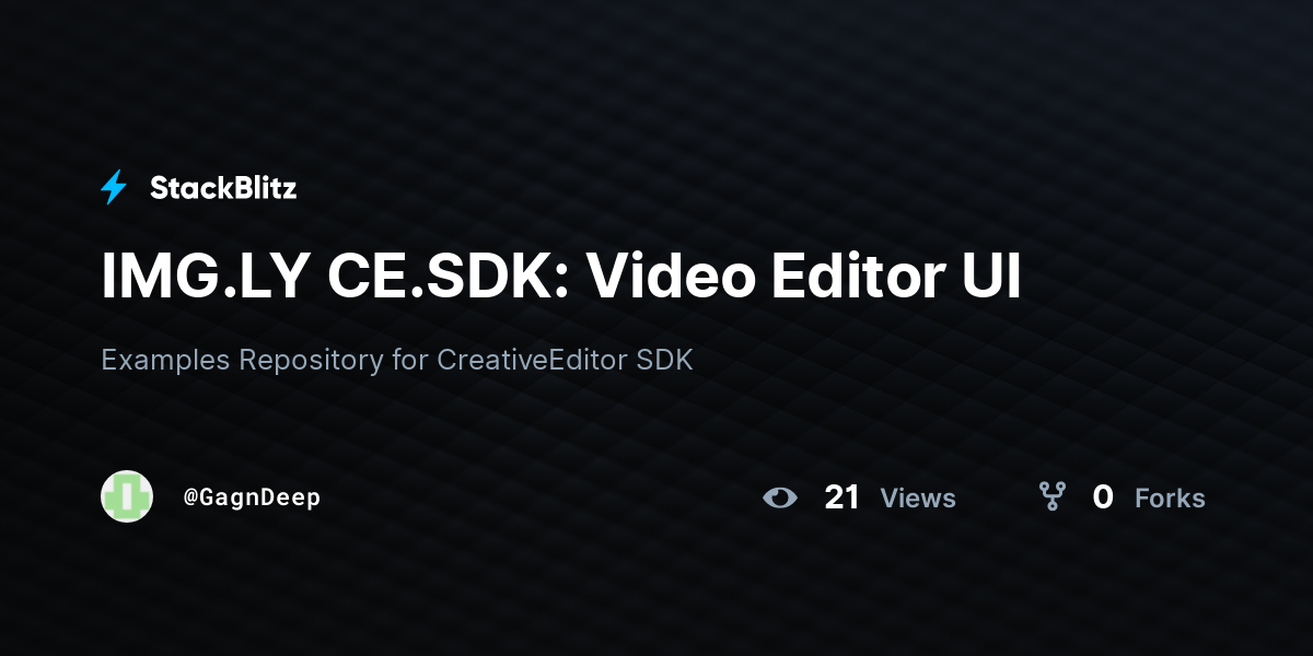 IMG.LY CE.SDK: Video Editor UI - StackBlitz