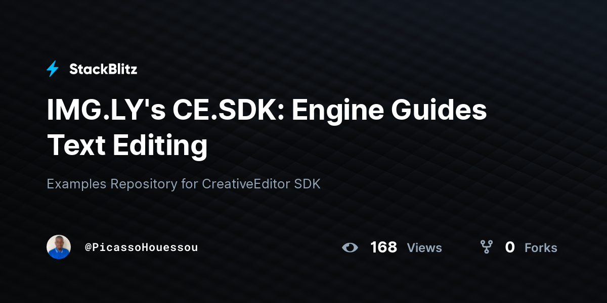 IMG.LY's CE.SDK: Engine Guides Text Editing - StackBlitz
