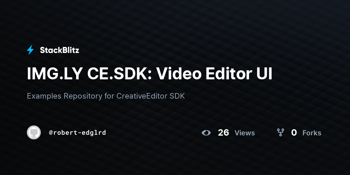 IMG.LY CE.SDK: Video Editor UI - StackBlitz