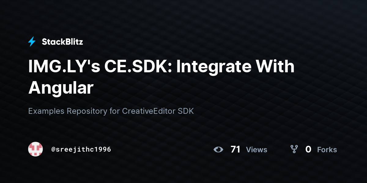 IMG.LY's CE.SDK: Integrate With Angular - StackBlitz