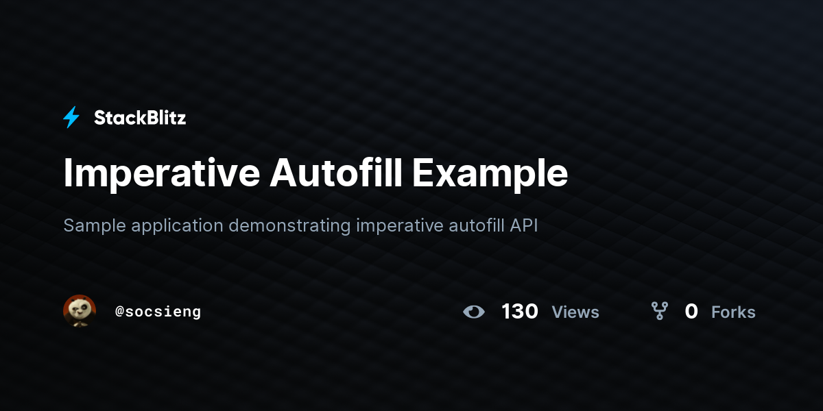Imperative Autofill Example - StackBlitz