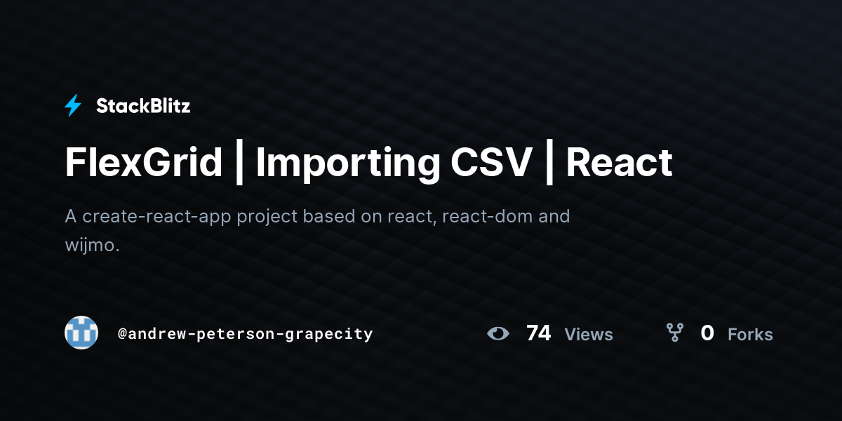 FlexGrid | Importing CSV | React - StackBlitz