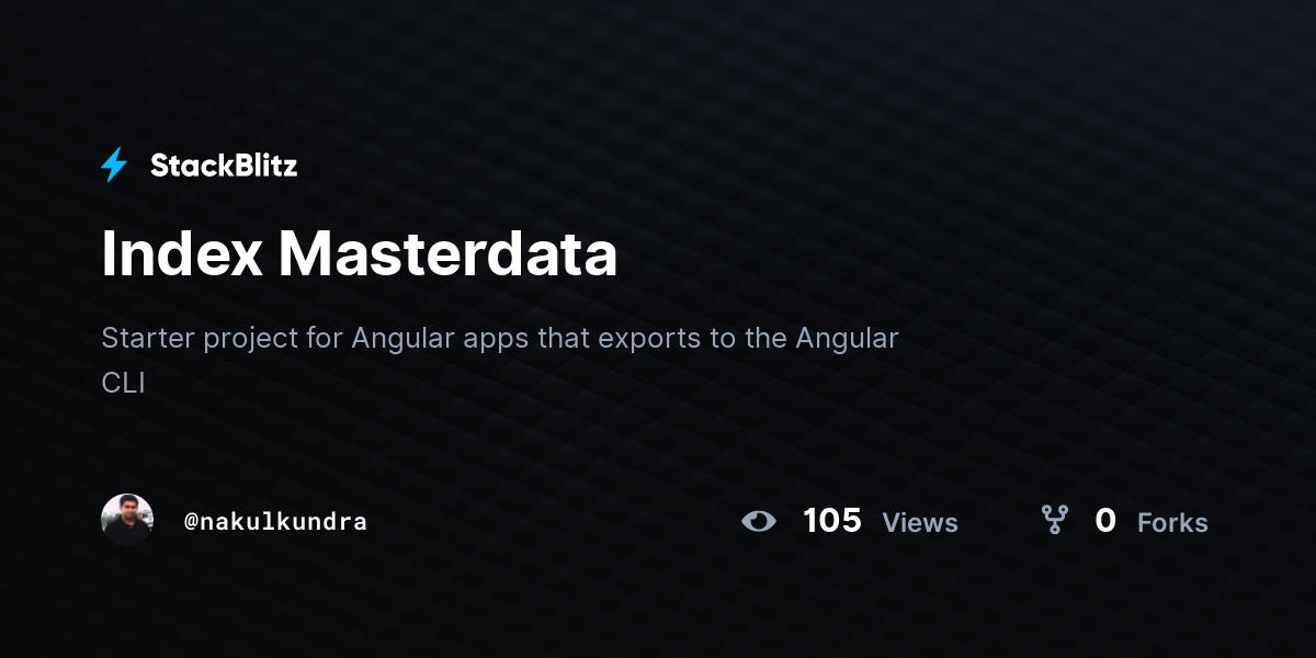 Index Masterdata - StackBlitz