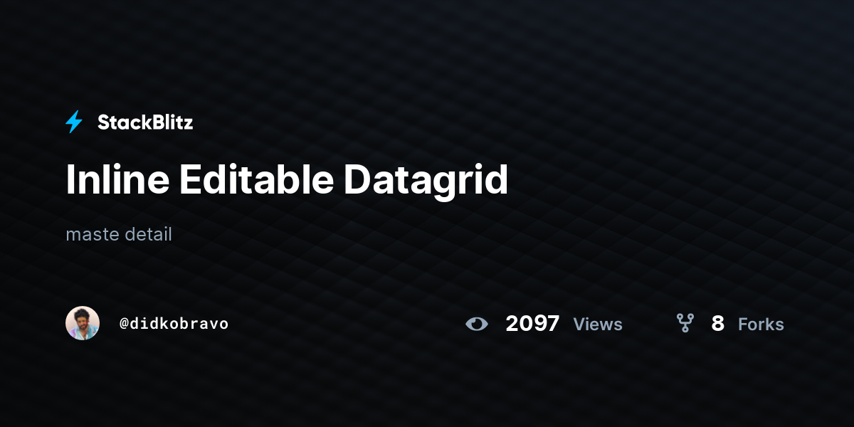Inline Editable Datagrid - StackBlitz