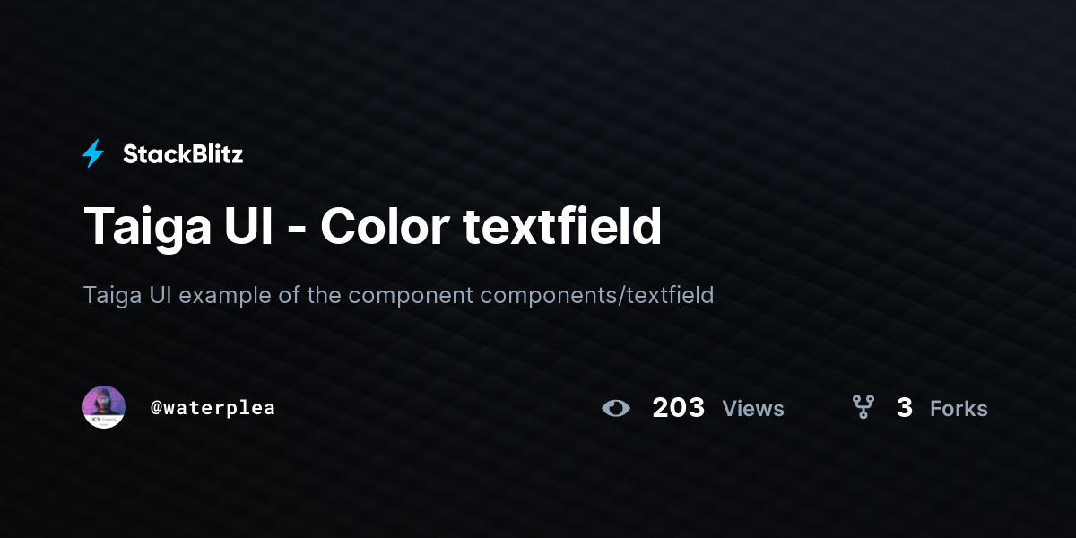 Taiga UI - Color textfield - StackBlitz