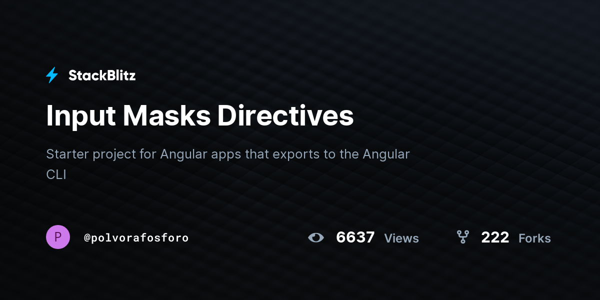 Input Masks Directives - StackBlitz