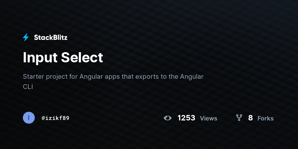 Input Select - StackBlitz