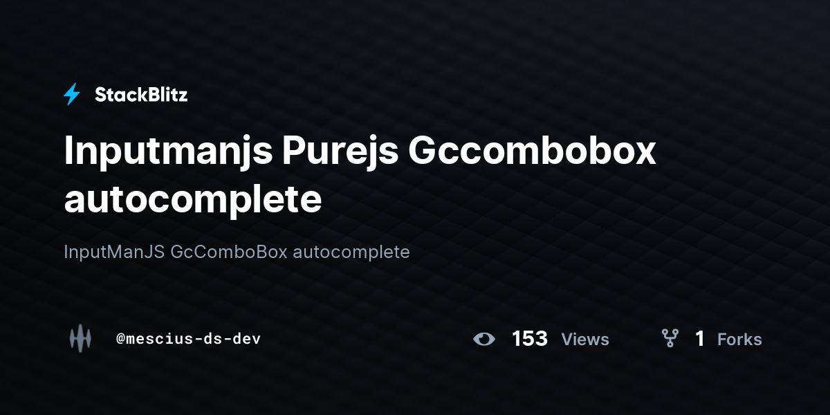 Inputmanjs Purejs Gccombobox autocomplete - StackBlitz