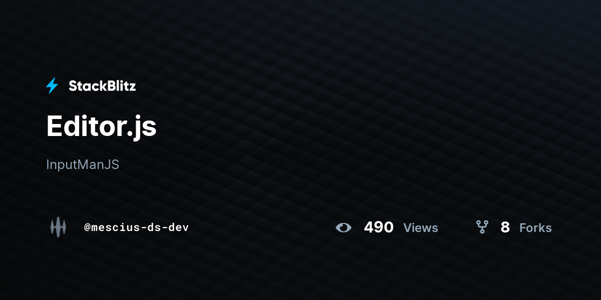Editor.js - StackBlitz