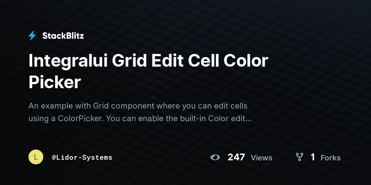 Integralui Grid Edit Cell Color Picker - StackBlitz