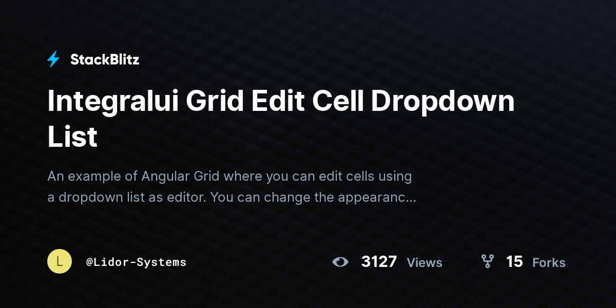 Integralui Grid Edit Cell Dropdown List - StackBlitz