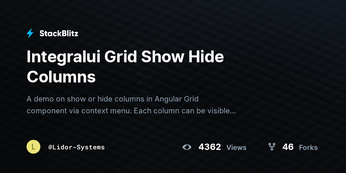 Integralui Grid Show Hide Columns - StackBlitz