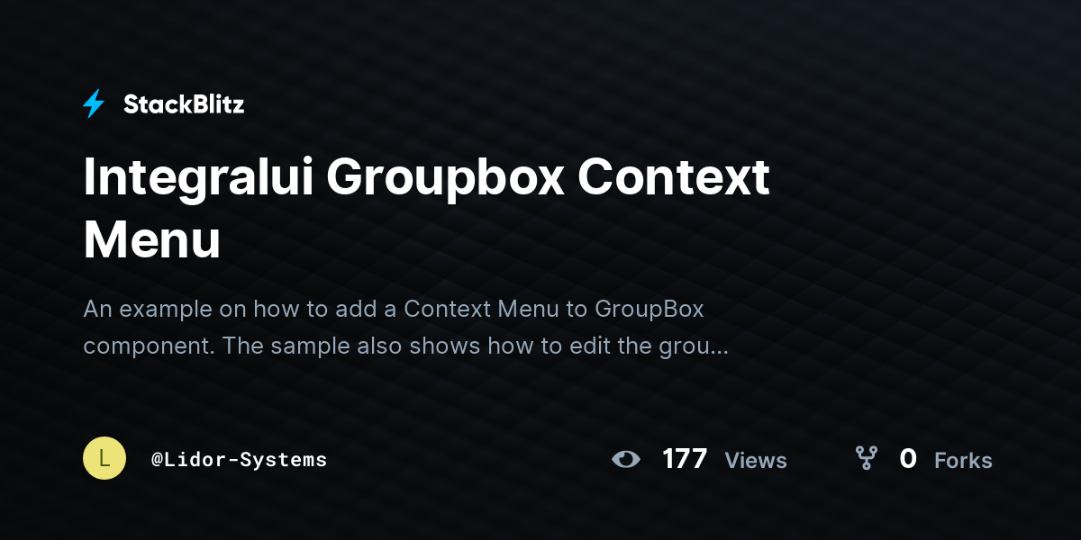 Integralui Groupbox Context Menu - StackBlitz