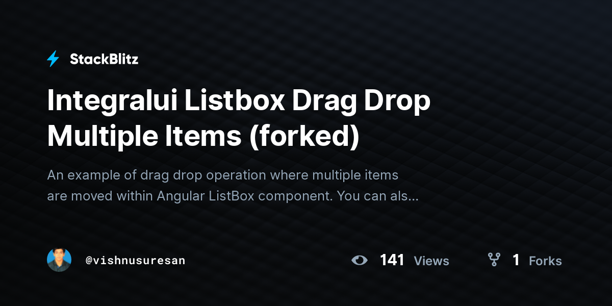 Integralui Listbox Drag Drop Multiple Items (forked) - StackBlitz Integralui Listbox Drag Drop Multiple Items (forked) - StackBlitz