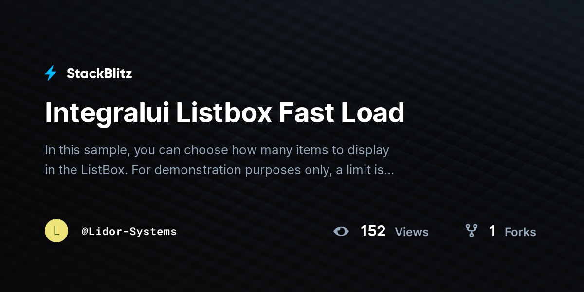Integralui Listbox Fast Load - StackBlitz