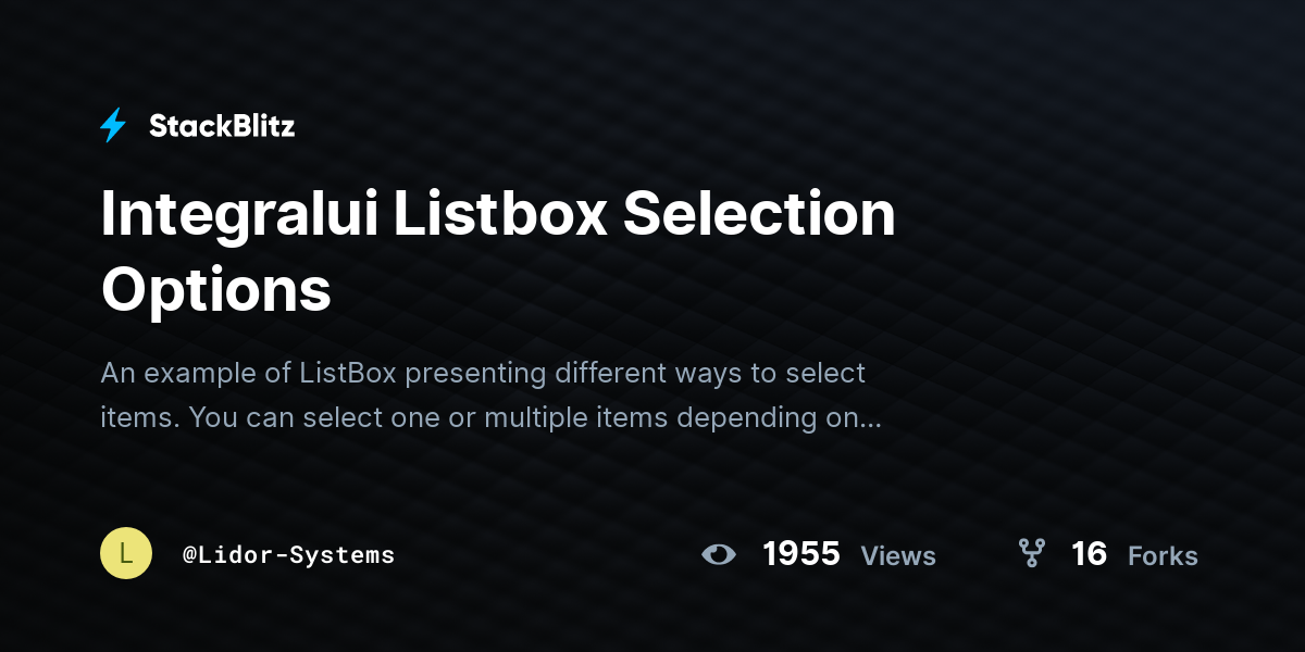 Integralui Listbox Selection Options - StackBlitz