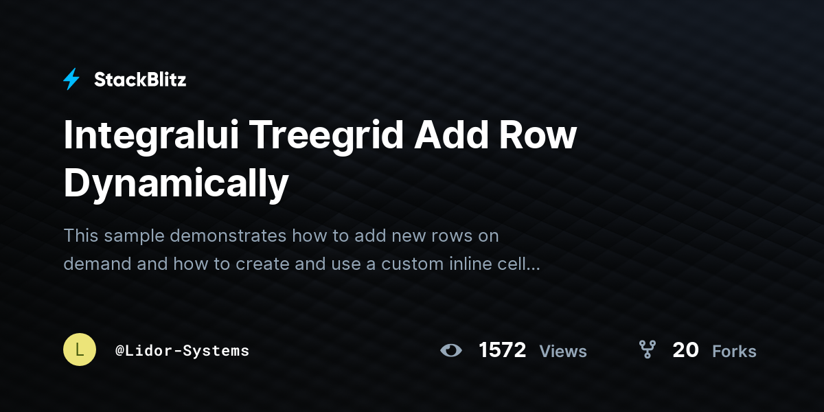 Integralui Treegrid Add Row Dynamically - StackBlitz