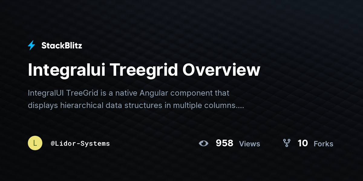 Integralui Treegrid Overview - StackBlitz