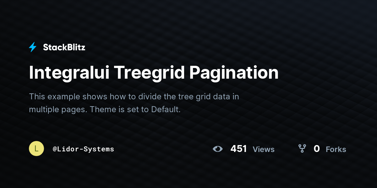 Integralui Treegrid Pagination - StackBlitz