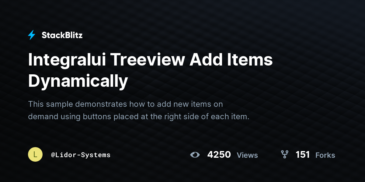 Integralui Treeview Add Items Dynamically - StackBlitz