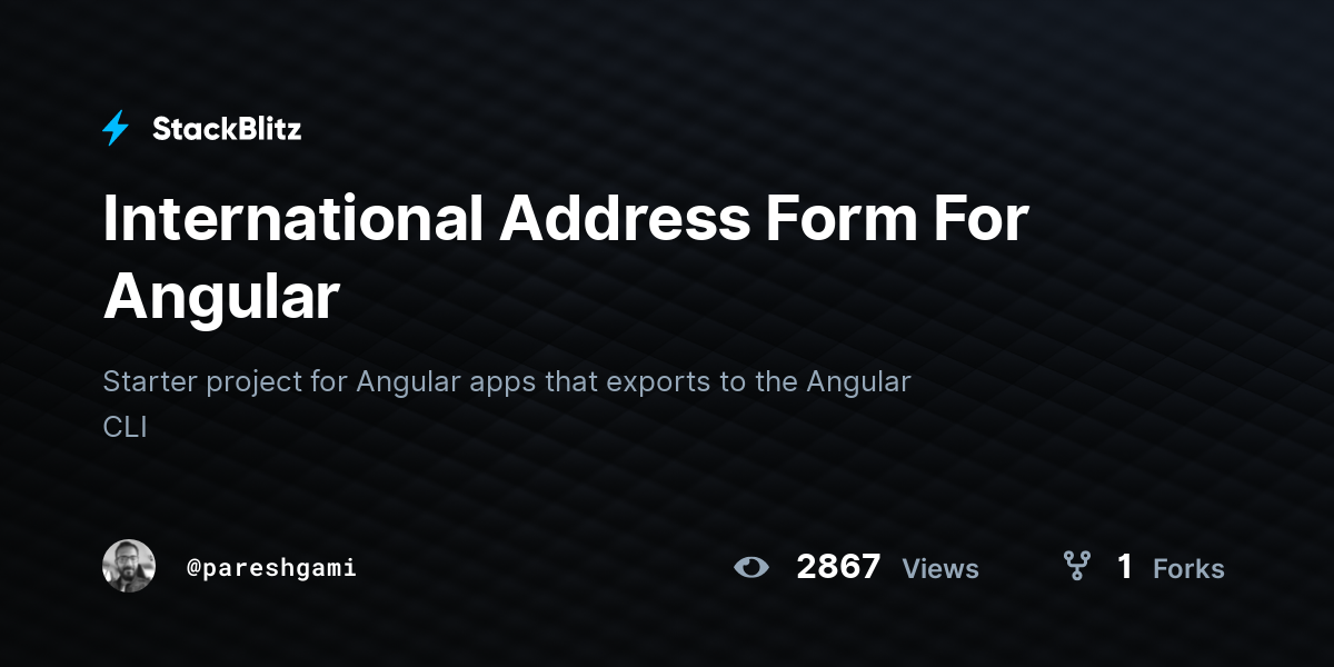 International Address Form For Angular - StackBlitz