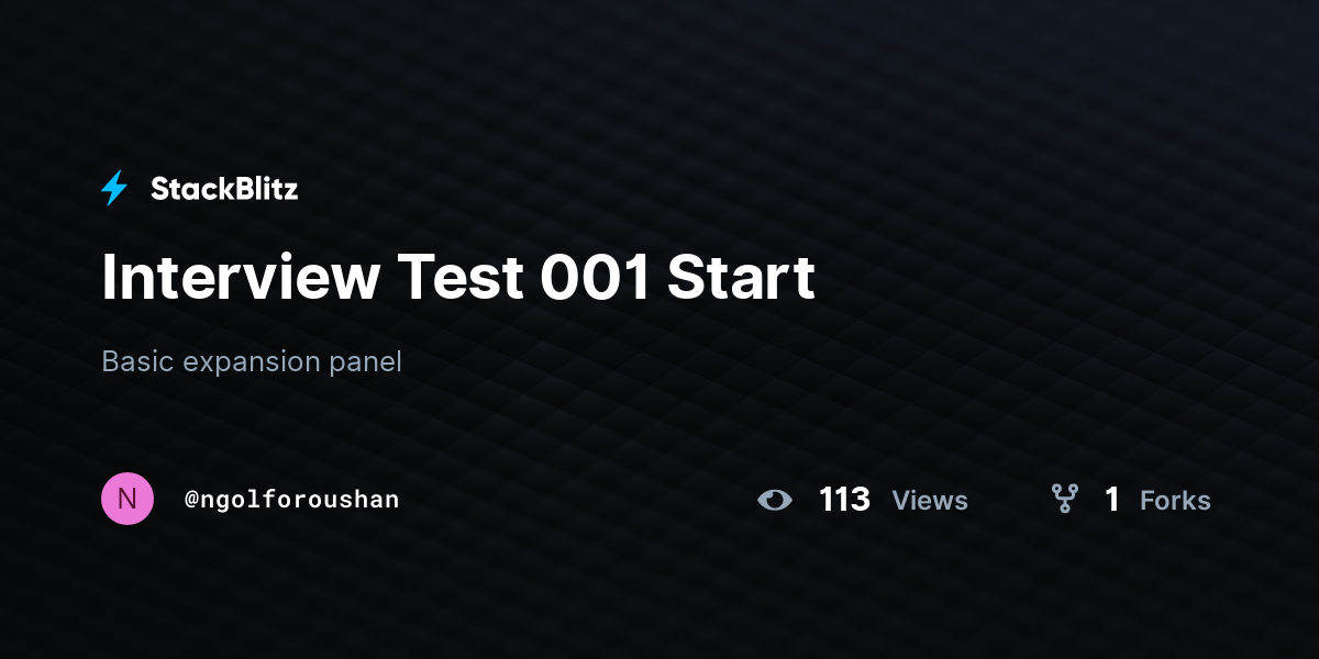 Interview Test 001 Start - StackBlitz
