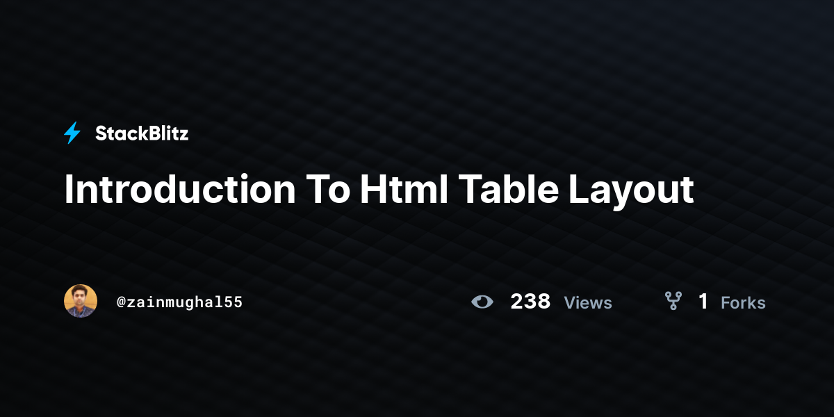 Introduction To Html Table Layout - StackBlitz